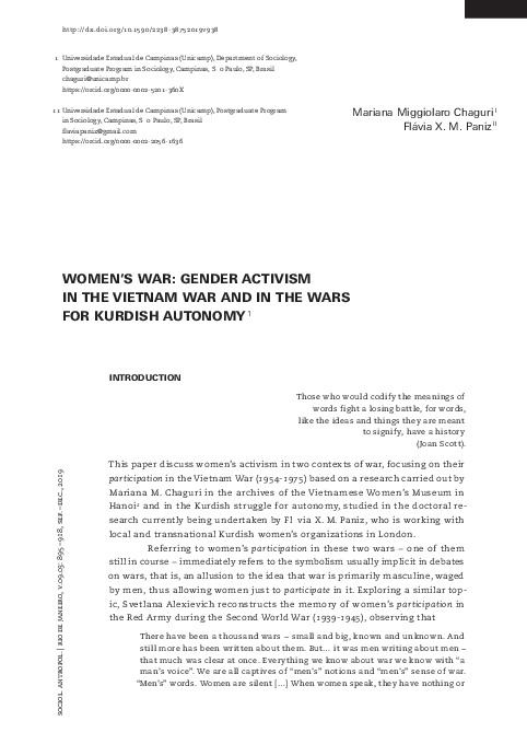 (PDF) Women´s war: gender activism in the Vietnam War and in the wars ...