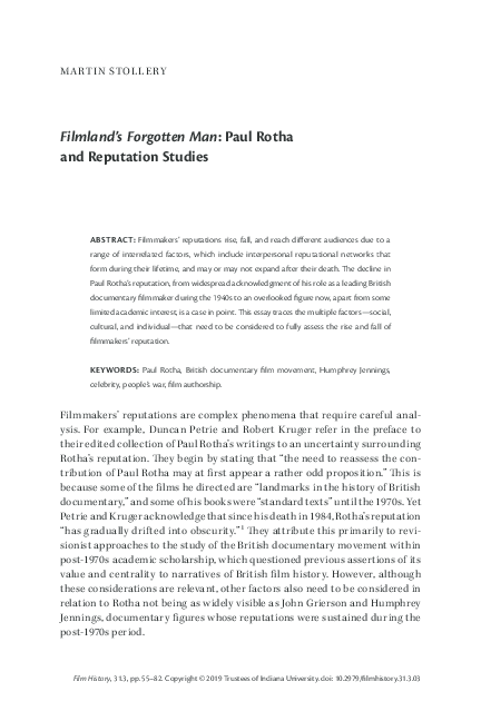 (PDF) Filmland's Forgotten Man: Paul Rotha and Reputation Studies