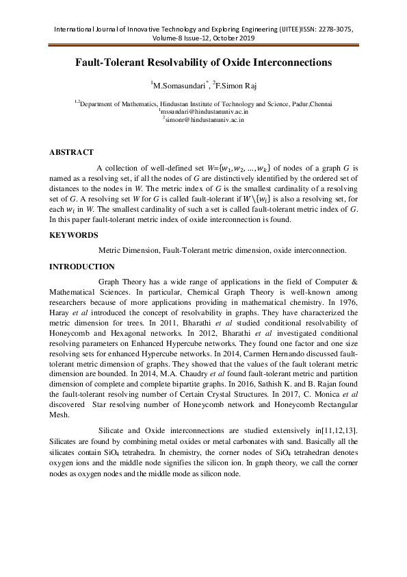 (PDF) Fault-Tolerant Resolvability of Oxide Interconnections for research Gate