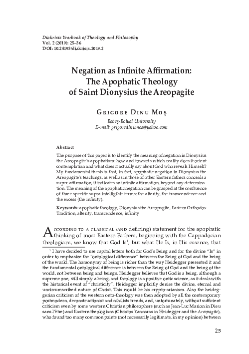 (PDF) Negation as Infinite Affirmation: The Apophatic Theology of Saint ...