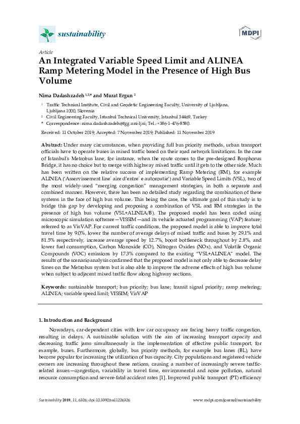 Pdf An Integrated Variable Speed Limit And Alinea Ramp Metering Model
