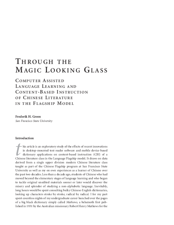 (PDF) Through the Magic Looking Glass: Computer Assisted Language ...