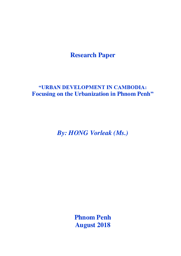 (PDF) Urban Development in Cambodia: Focusing on the Urbanization in ...