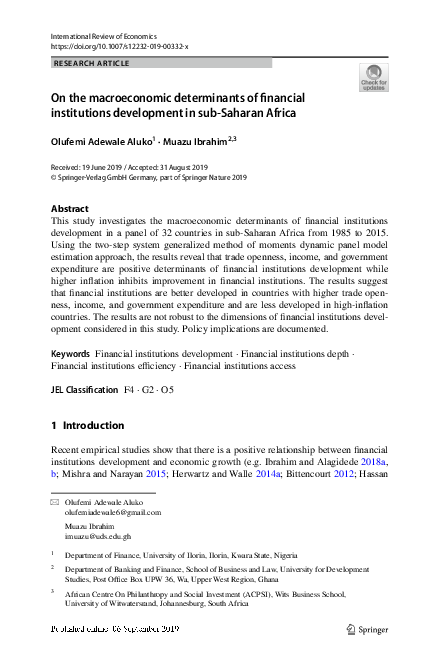 (PDF) On the macroeconomic determinants of financial institutions ...