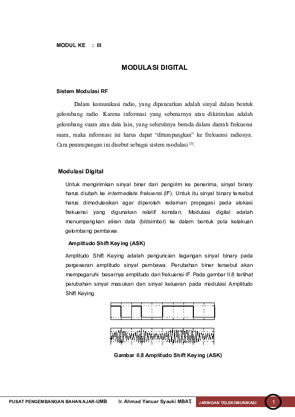(DOC) MODUL KE : III MODULASI DIGITAL