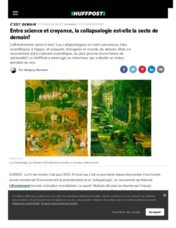 (PDF) Entre science et croyance, la collapsologie est elle la secte de ...
