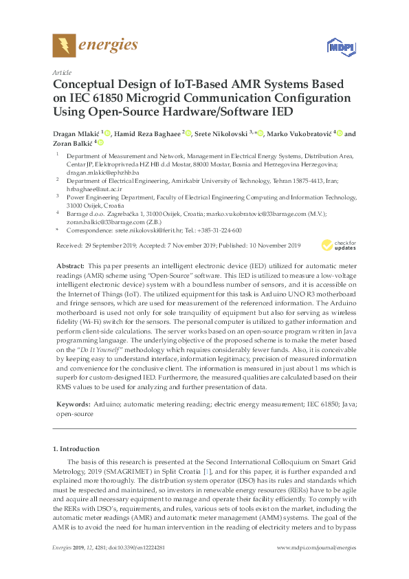 Pdf Conceptual Design Of Iot Based Amr Systems Based On Iec 61850 Microgrid Communication