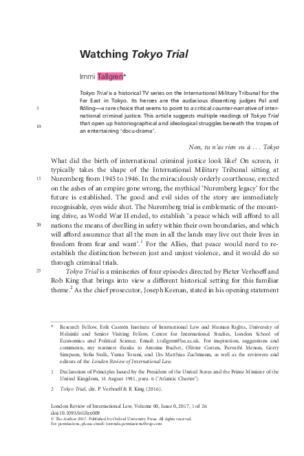 (PDF) Watching 'Tokyo Trial'