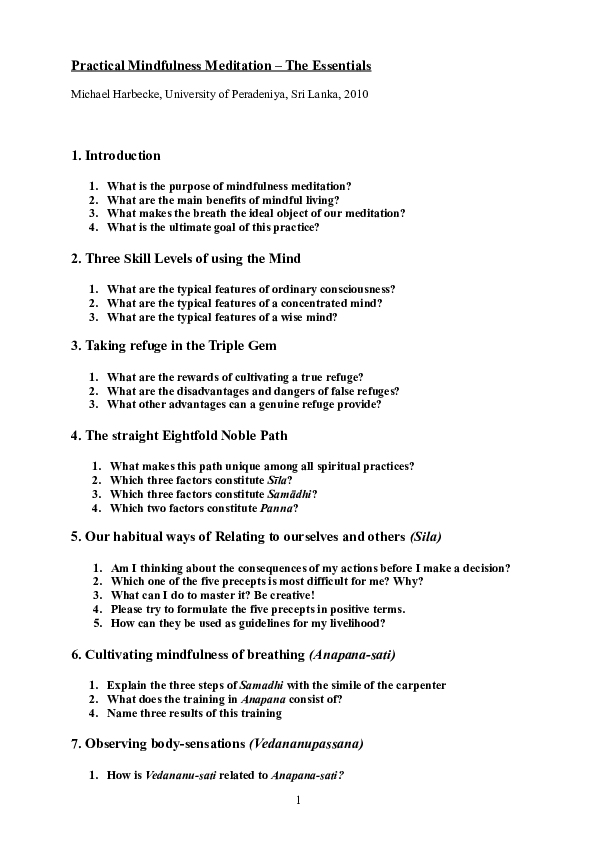 (DOC) Practical Mindfulness Meditation