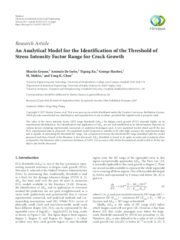 (PDF) An Analytical Model for the Identification of the Threshold of ...