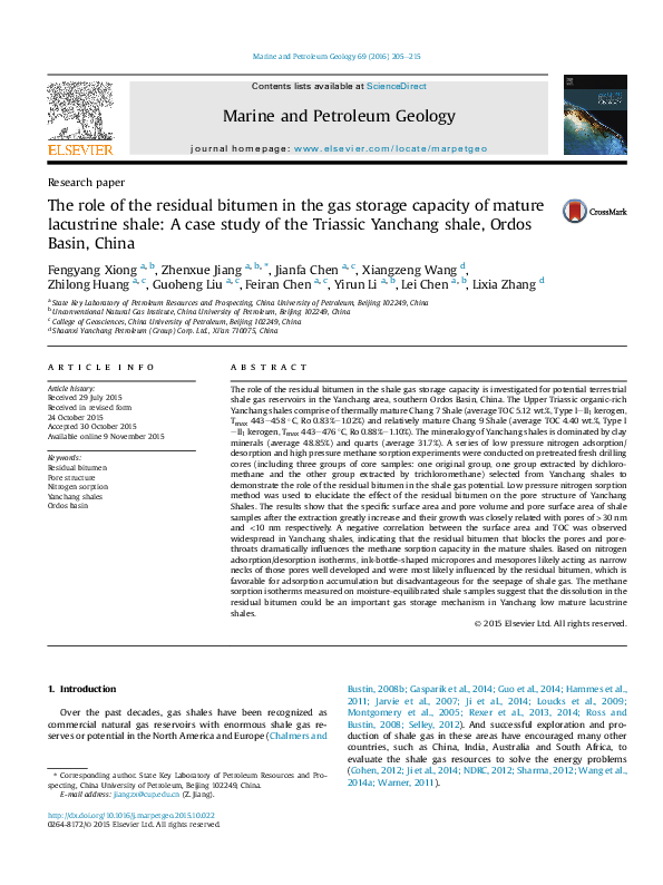 (PDF) The role of the residual bitumen in the gas storage capacity of ...