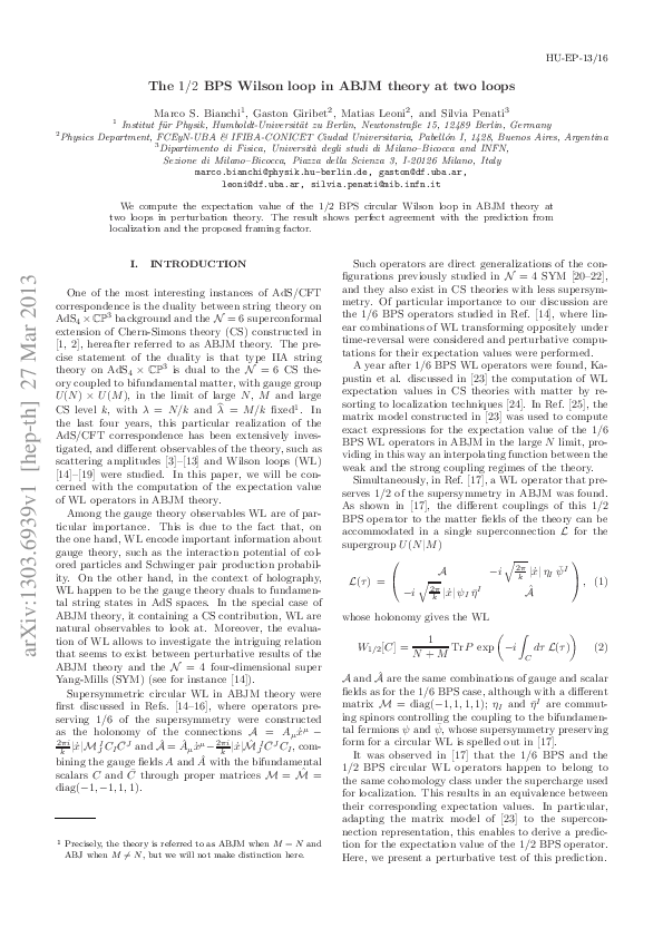 Pdf The 12 Bps Wilson Loop In Abjm Theory At Two Loops
