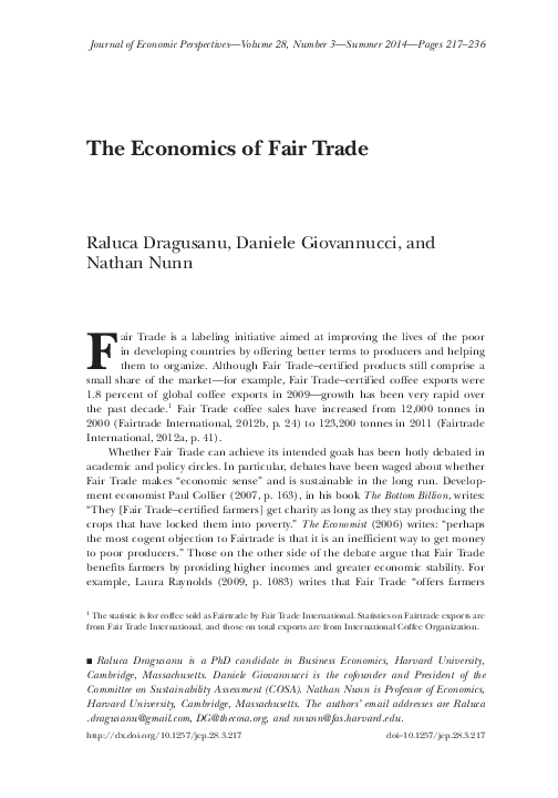 (PDF) The Economics of Fair Trade