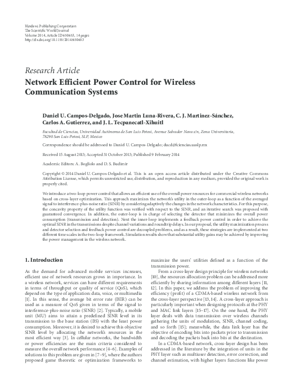 (PDF) Network efficient power control for wireless communication systems