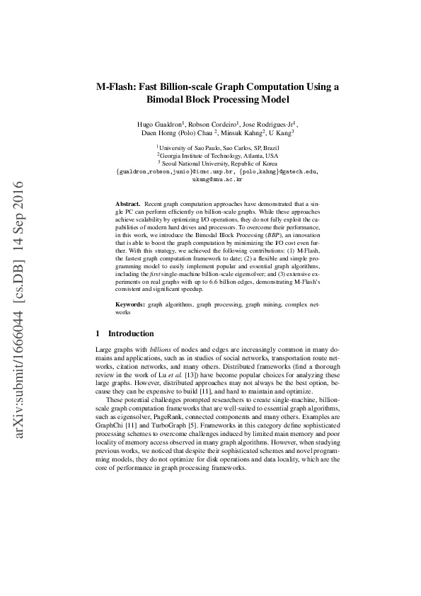Pdf M Flash Fast Billion Scale Graph Computation Using A Bimodal