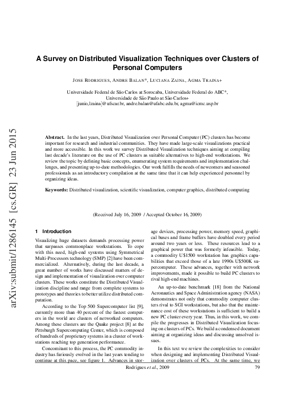 (PDF) A Survey on Distributed Visualization Techniques over Clusters of ...