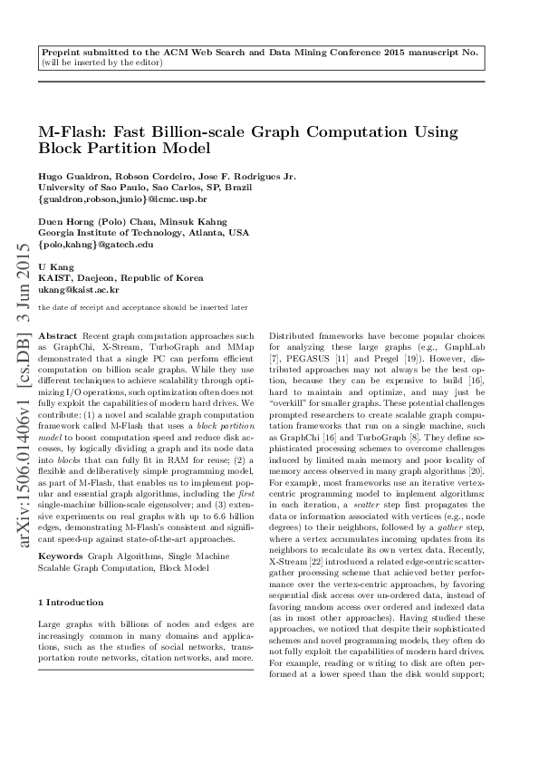 Pdf M Flash Fast Billion Scale Graph Computation Using Block Partition Model