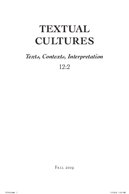 (PDF) TEXTUAL CULTURES Texts, Contexts, Interpretation, 12.2 (2019)