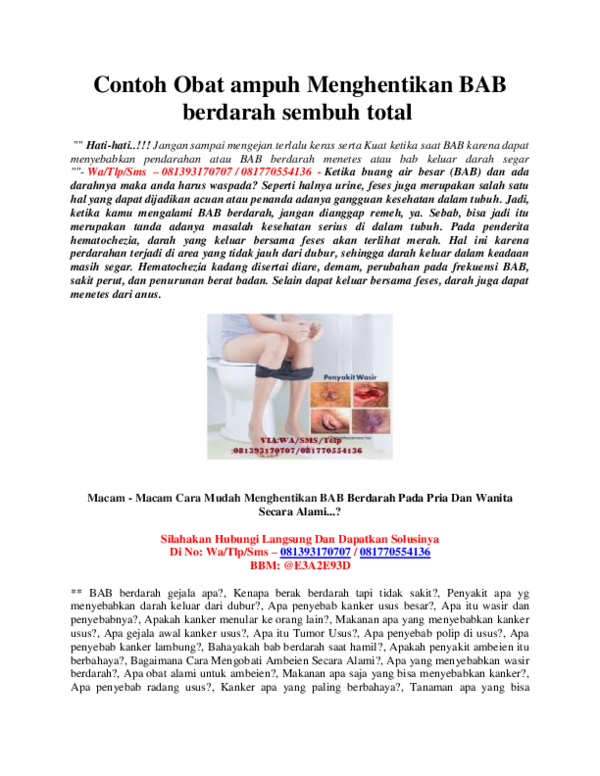 (DOC) Contoh Obat ampuh Menghentikan BAB berdarah sembuh total | maman ...