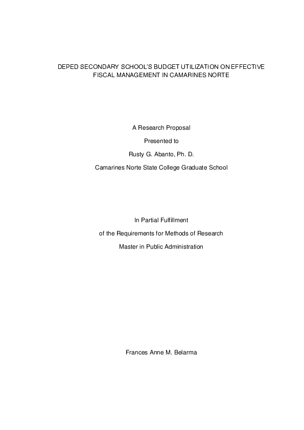 (DOC) DEPED SECONDARY SCHOOL'S BUDGET UTILIZATION ON EFFECTIVE FISCAL ...