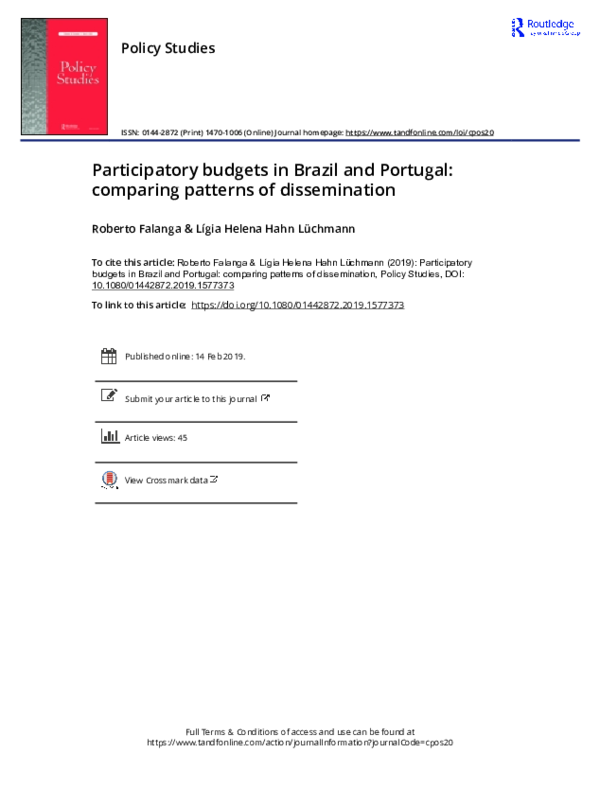 (PDF) Participatory budgets in Brazil and Portugal: comparing patterns ...