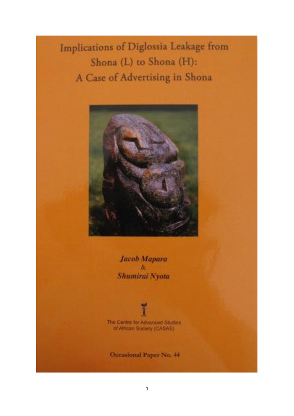 (PDF) Implications of Diglossia Leakage from Shona L to Shona H A Case ...