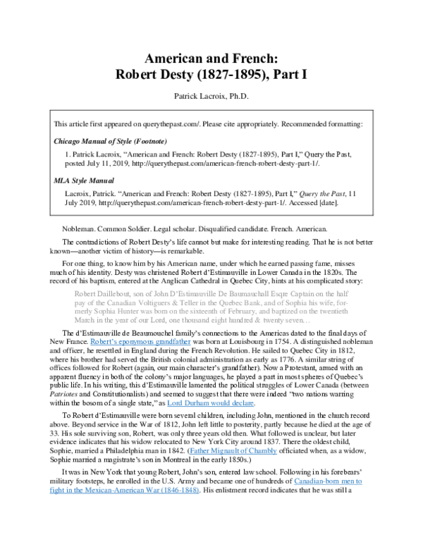 (PDF) American and French: Robert Desty (1827-1895)