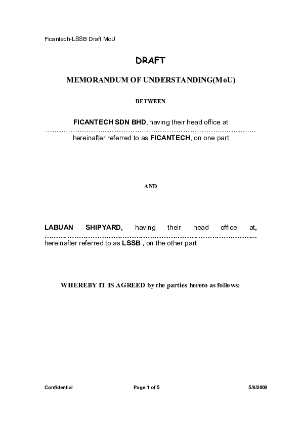 (PDF) Sample MOU for Shipyard Management