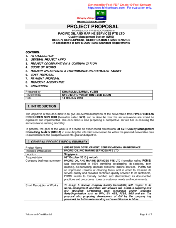(PDF) PROJECT PROPOSAL : Quality Management System (QMS) DESIGN ...