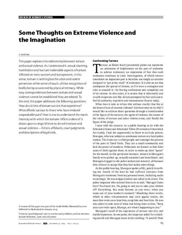 (PDF) Some Thoughts on Extreme Violence and the Imagination Confronting ...