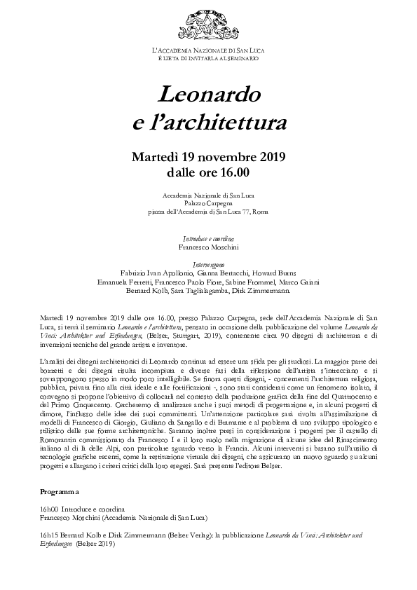 (PDF) Programma : Leonardo e l'architettura