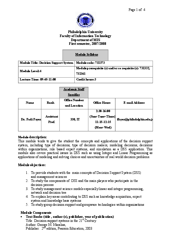 (PDF) Decision support systems in the 21st century