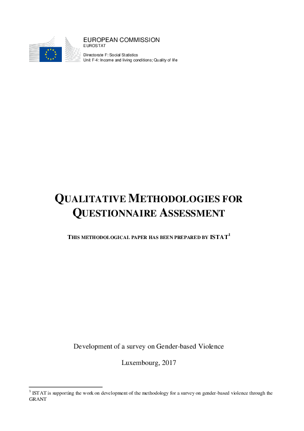 (PDF) QUALITATIVE METHODOLOGIES FOR QUESTIONNAIRE ASSESSMENT THIS ...
