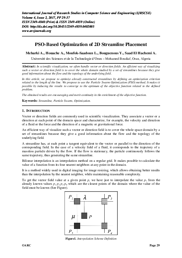 (PDF) PSO-Based Optimization of 2D Streamline Placement