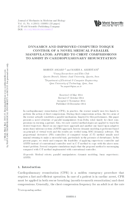 (PDF) DYNAMICS AND IMPROVED COMPUTED TORQUE CONTROL OF A NOVEL MEDICAL PARALLEL MANIPULATOR ...