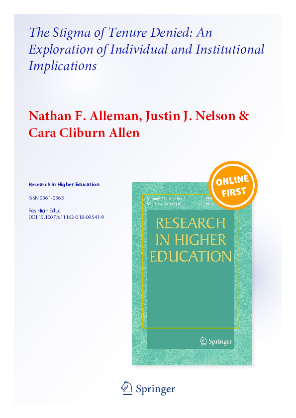 (PDF) The Stigma of Tenure Denied: An Exploration of Individual and ...
