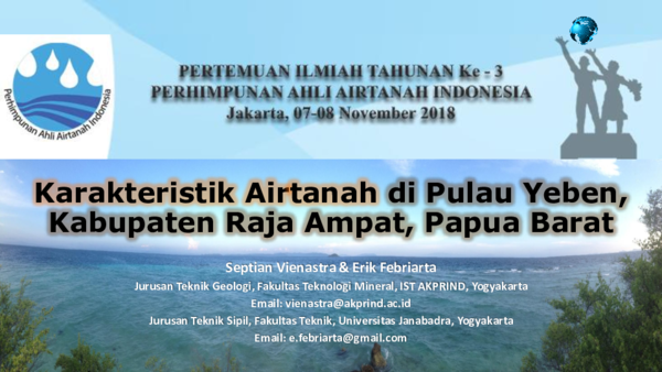(PDF) Karakteristik Airtanah di Pulau Yeben, Kabupaten Raja Ampat ...