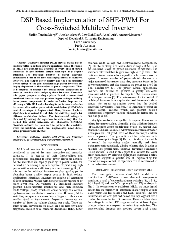 Pdf Dsp Based Implementation Of She Pwm For Cross Switched Multilevel
