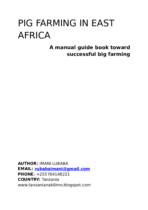 (PDF) PIG FARMING IN EAST AFRICA A manual guide book toward successful ...