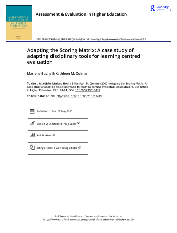 (PDF) Adapting the Scoring Matrix: A case study of adapting ...
