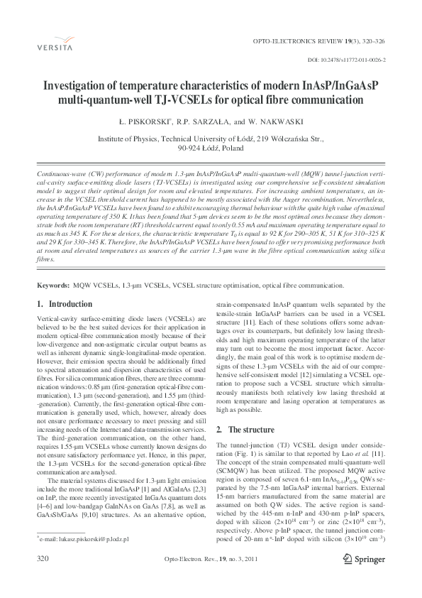 (PDF) Investigation of temperature characteristics of modern InAsP/InGaAsP multi-quantum-well TJ ...