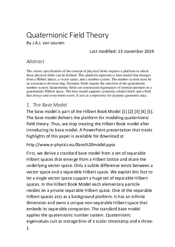 (PDF) Quaternionic Field Theory
