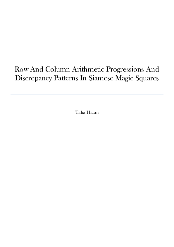 (PDF) Row And Column Arithmetic Progressions And Discrepancy Patterns ...