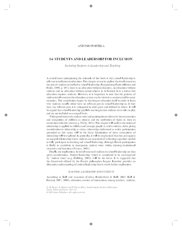 (PDF) Students and Leadership for Inclusion