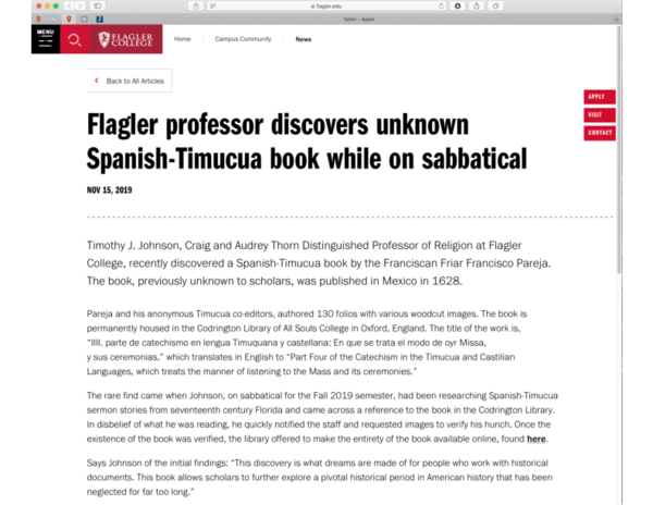 (PDF) Discovery of Spanish Timucua Book from Colonial Spanish Florida