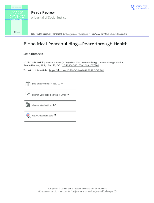 (PDF) Peace Review A Journal of Social Justice Biopolitical ...