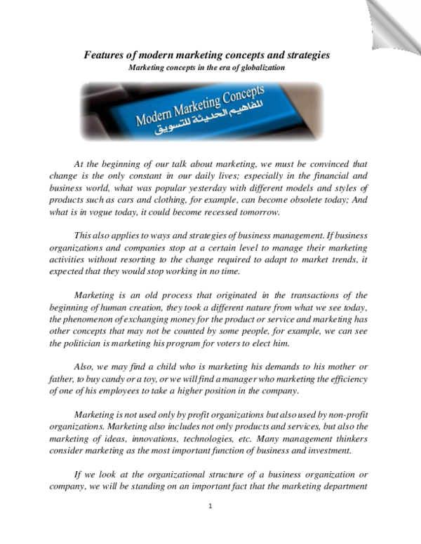 (PDF) Features of modern marketing concepts and strategies