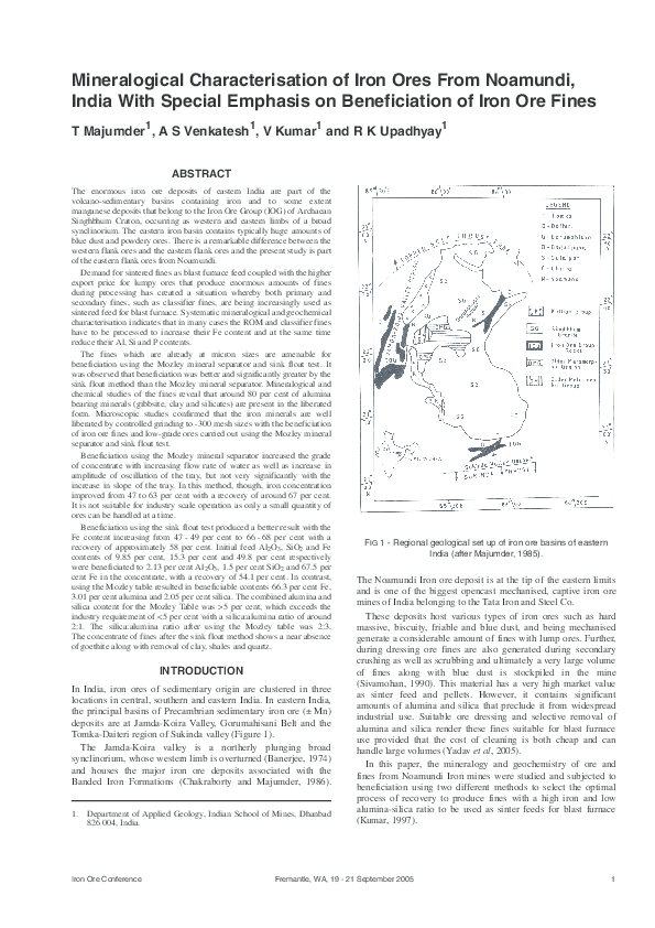 (PDF) Mineralogical Characterisation of Iron Ores From Noamundi, India With Special Emphasis on ...