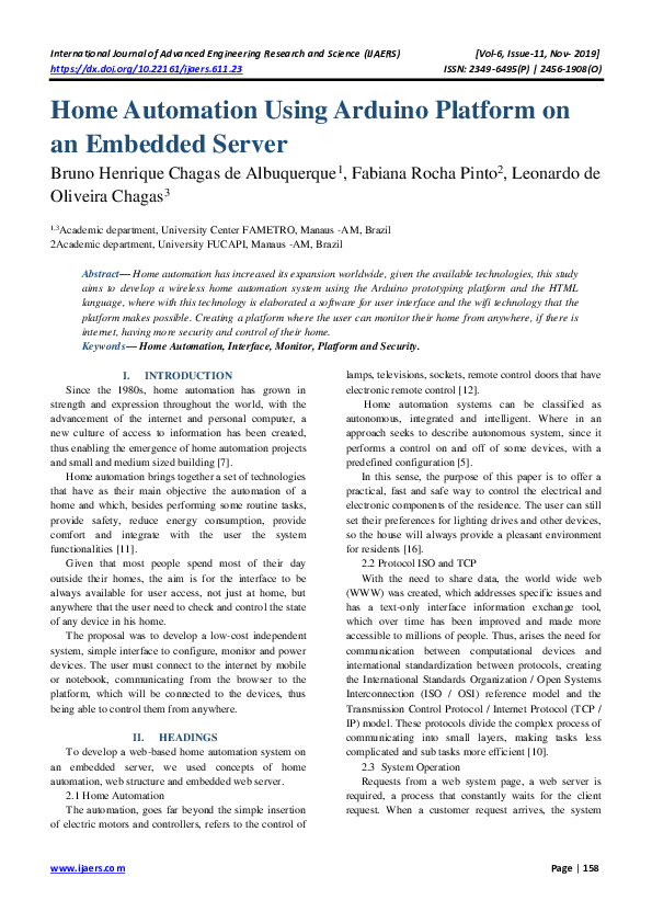 Pdf Home Automation Using Arduino Platform On An Embedded Server 7164