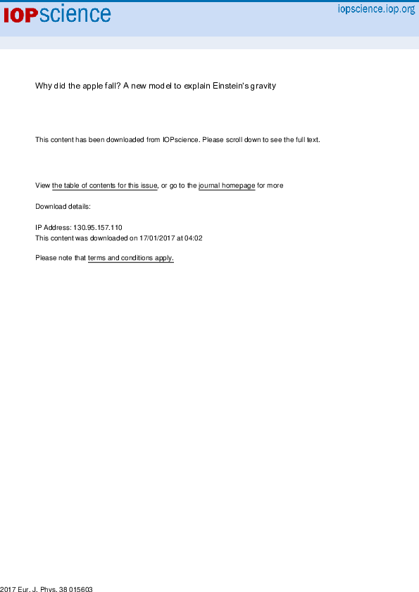 (PDF) Why did the Apple Fall A new model to Explain Einsteins Gravity ...